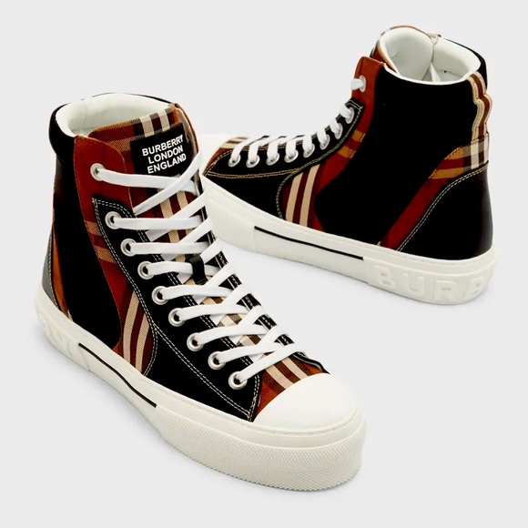 Burberry | Shoes | Burberry Signature Vintage Check Logo Canvas Leather ...
